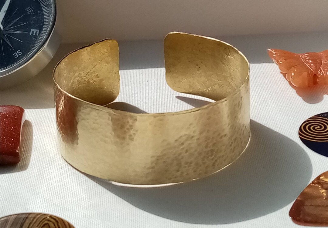 Hammered Bronze Wide Open Band Cuff Bracelet - Etsy