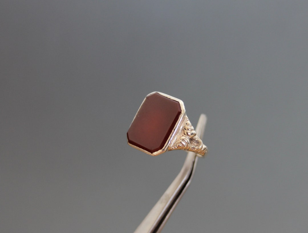 Art Deco Signet Ring. Red Agate, 835 Silver, Fob Ring. Vintage - Etsy