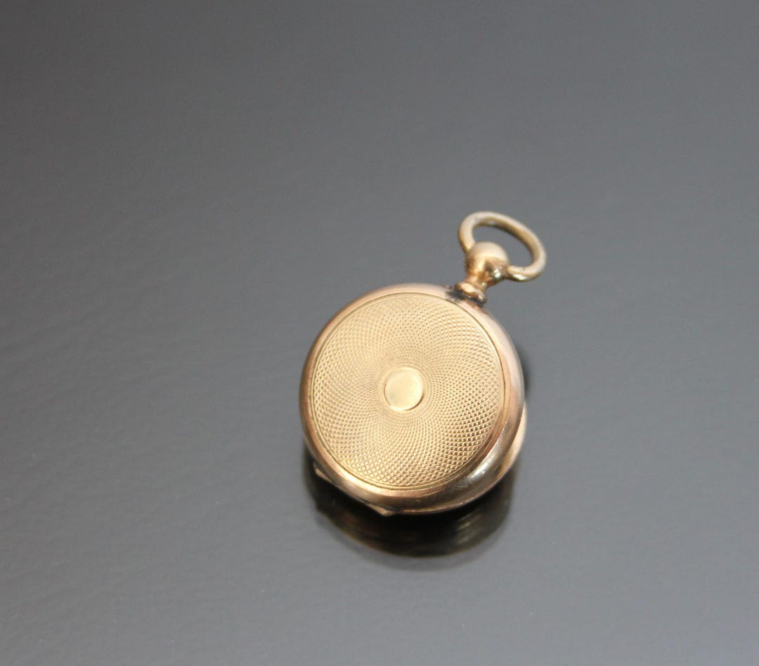 Edwardian Pocket Watch Case Locket Pendant. Yellow Gold Plated Antique ...
