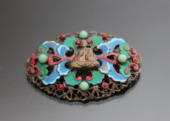 MAX NEIGER Art Deco Buddha Asian Theme Enamel Czech B… - Gem