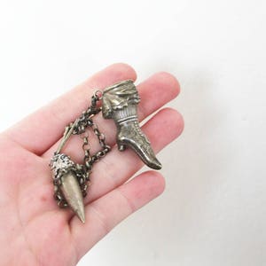 Victorian Lace up Boot and Bullet Pendant. Silver Plated. Antique Shoe ...