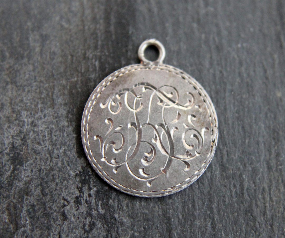 Victorian Monogrammed Love Token, Engraved Coin Silver Charm. Antique ...
