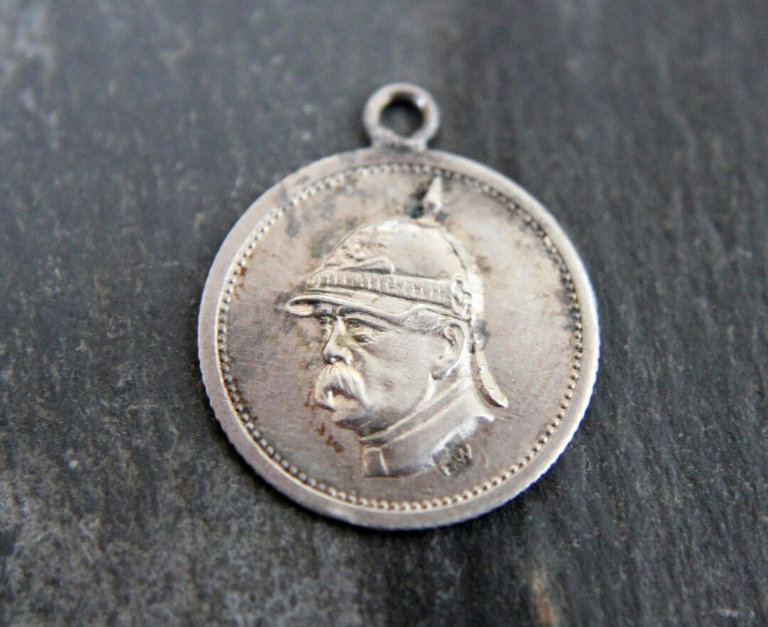 Victorian Kaiser Wilhelm Love Token, Stamped Coin Silver Charm. Antique ...