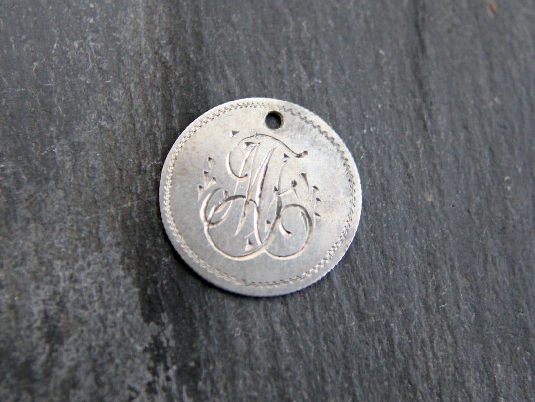 Victorian Monogrammed Love Token, Engraved Coin Silver Charm. Antique ...