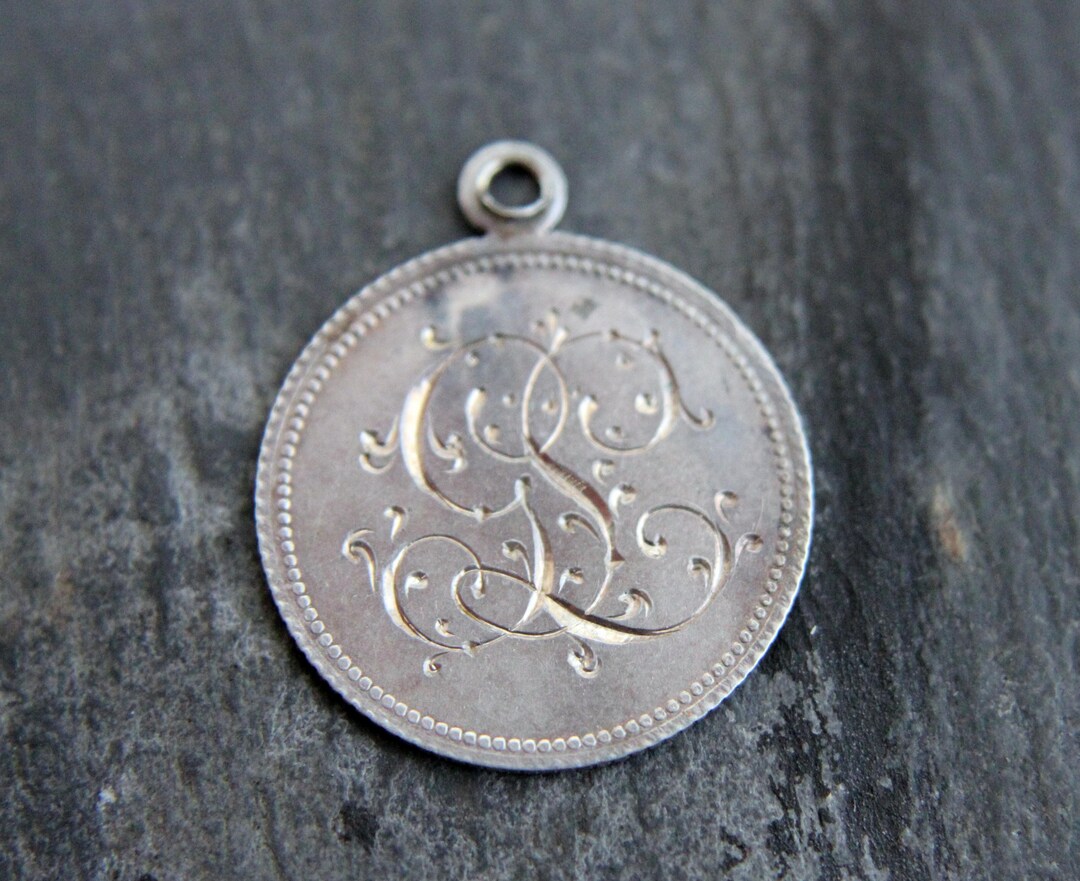 Victorian Monogrammed Love Token, Engraved Coin Silver Charm. Antique ...