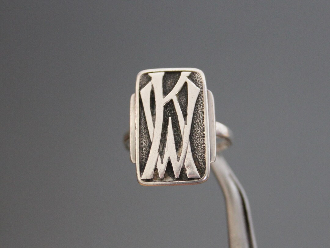70's Modernist Signet Ring. Monogramkw, WK, Silver 800, Size 6 3/4 ...