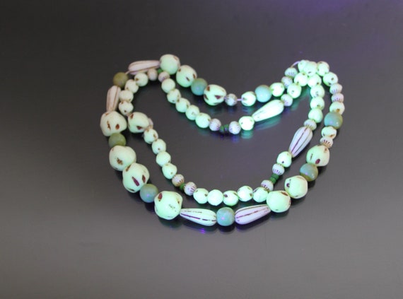 MAX NEIGER Egyptian Revival Vaseline Glass Czech Gabl… - Gem