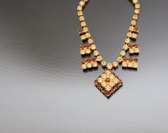 Antique Bohemian Glass Strass Rhinestone Necklace. Brass | Etsy