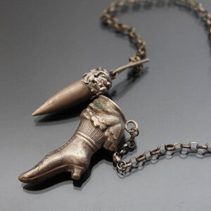Victorian Lace up Boot and Bullet Pendant. Silver Plated. Antique Shoe ...