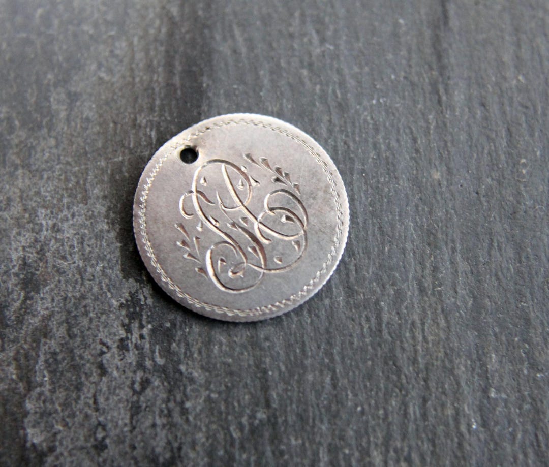 Victorian Monogrammed Love Token, Engraved Coin Silver Charm. Antique ...