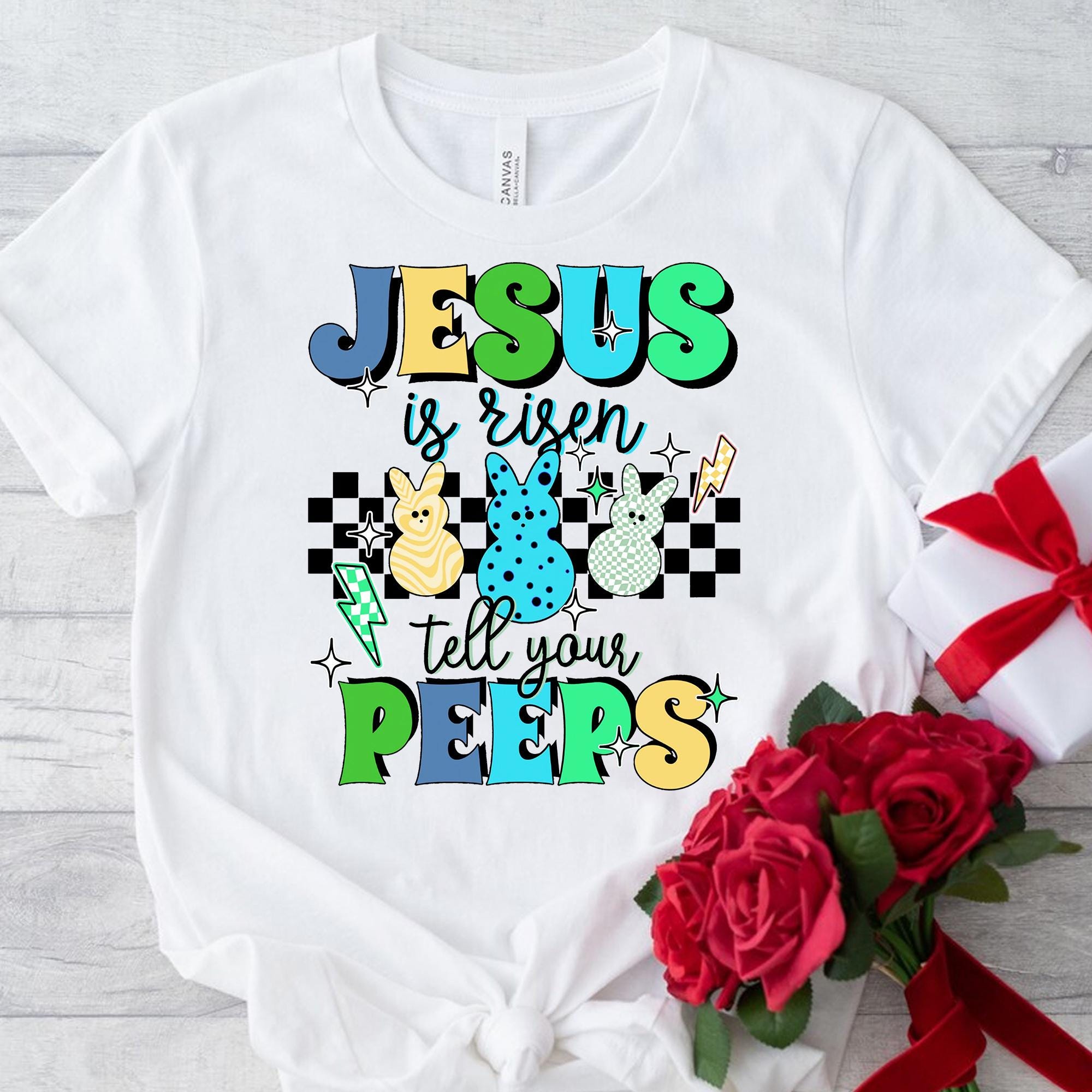 JESUS is Risen Tell Your Peeps PNG, Easter Jesus Kid, Cute Bunny Peep ...