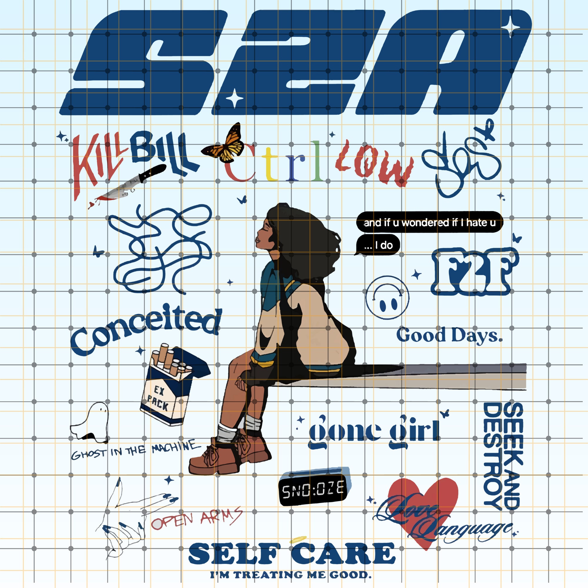 SZA SOS Tour 2024 Png, S.Z.A Singer PNG Download, Kill Bill Sos ...