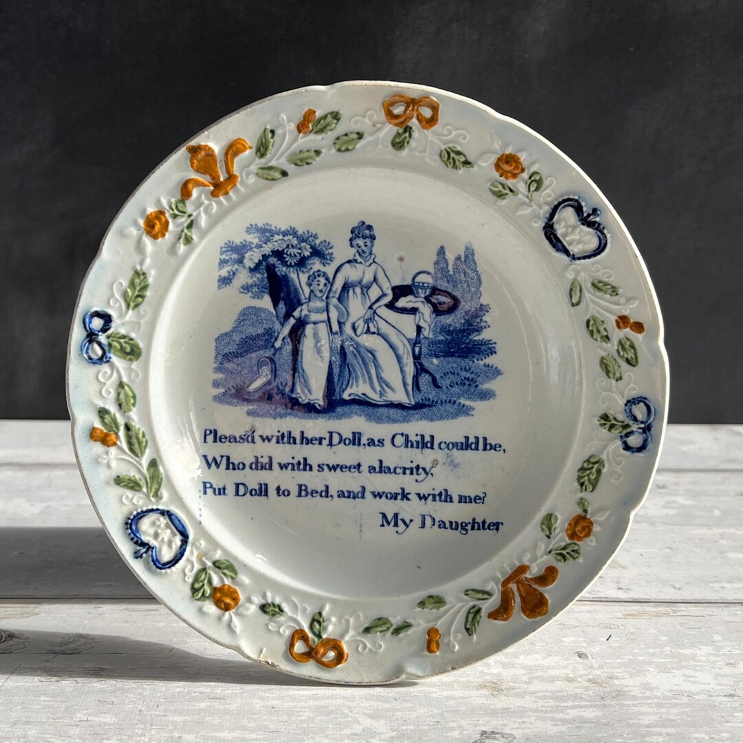 Antique Prattware Plate, "my Daughter" Poem, C1815, Nursery Decor - Etsy UK