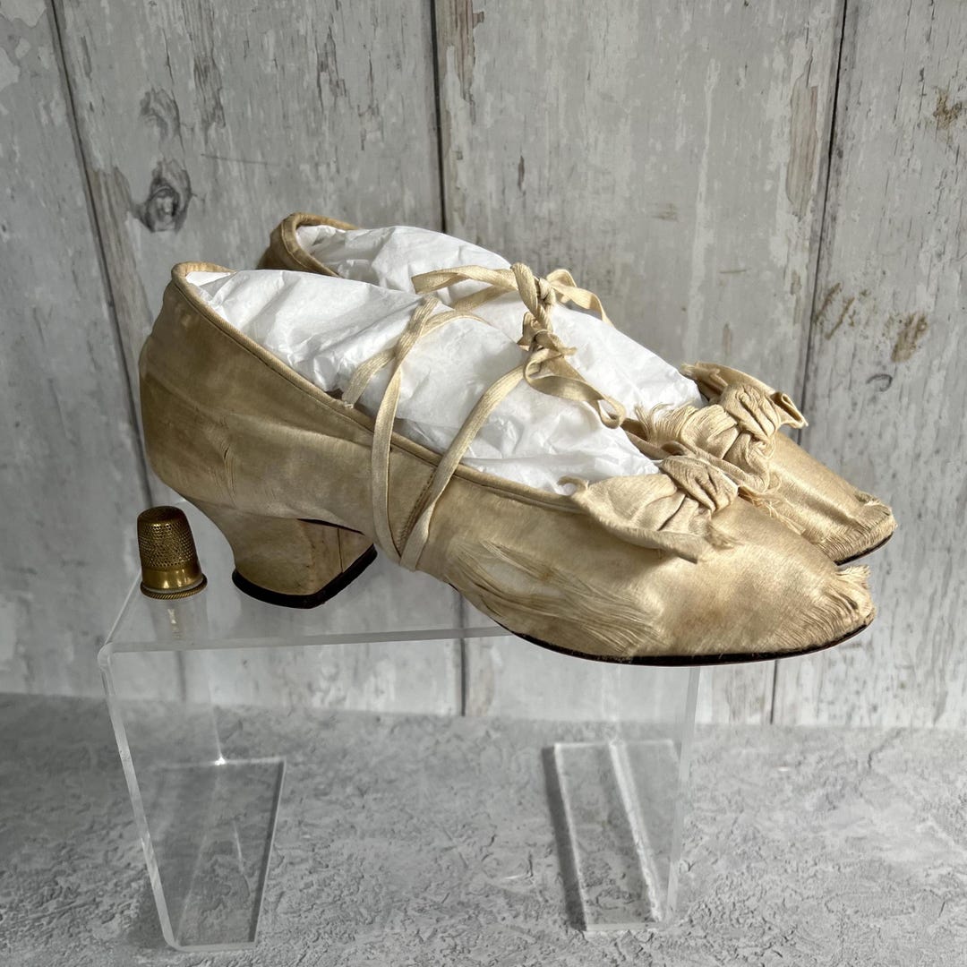 19th Century Victorian Girls Silk Wedding Shoes Louis Heel Circa 1880 ...