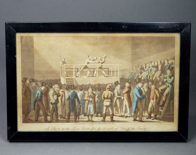 Rare 19th Century Boxing Engraving Pugilist Print 'A Set to at Fives ...
