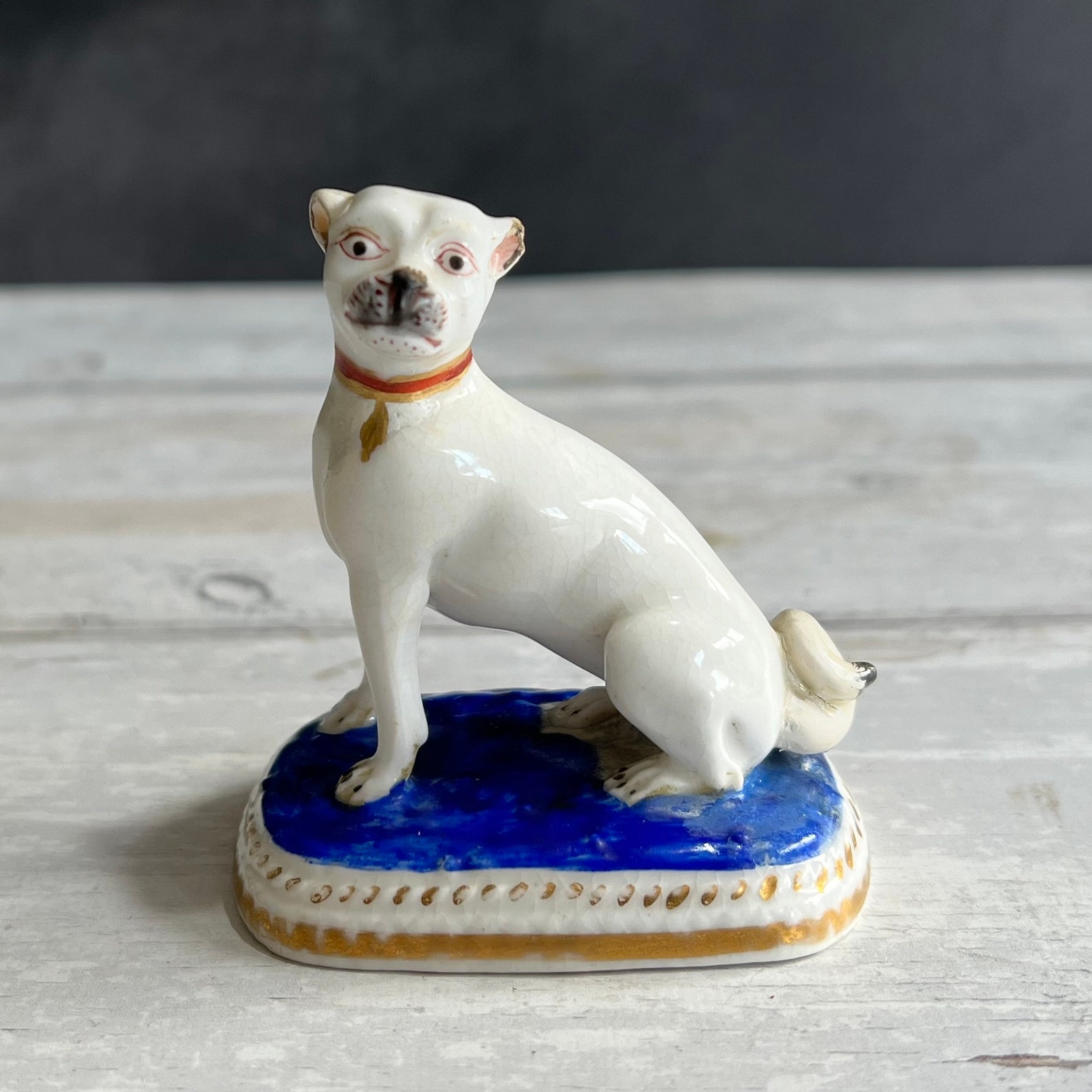 RARE 19th Century Miniature Porcelain Pug Dog Figure English Circa 1830 ...