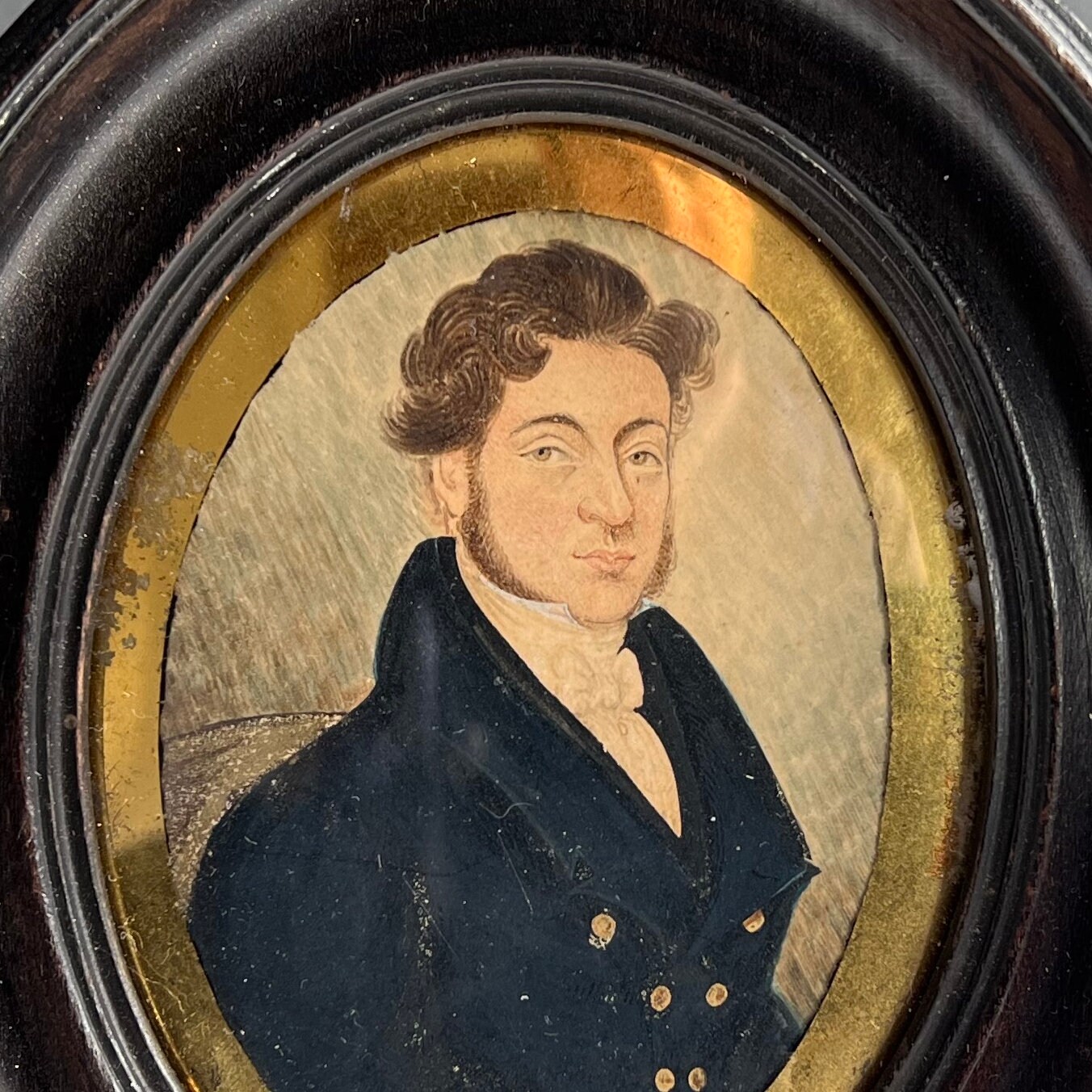 Georgian Portrait Miniature Handsome Gentleman English Eglomise C 1830 ...