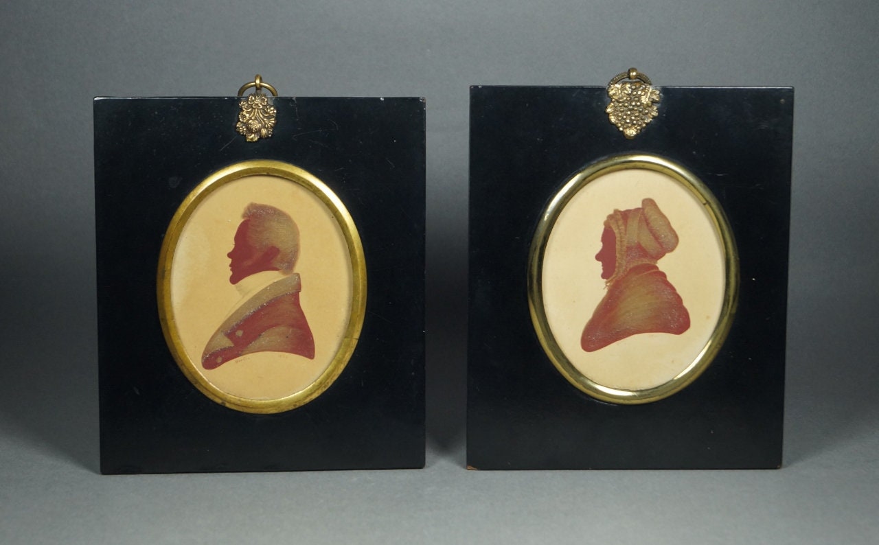 Antique Edward Foster Red Profile Silhouette Signed Dated - Etsy