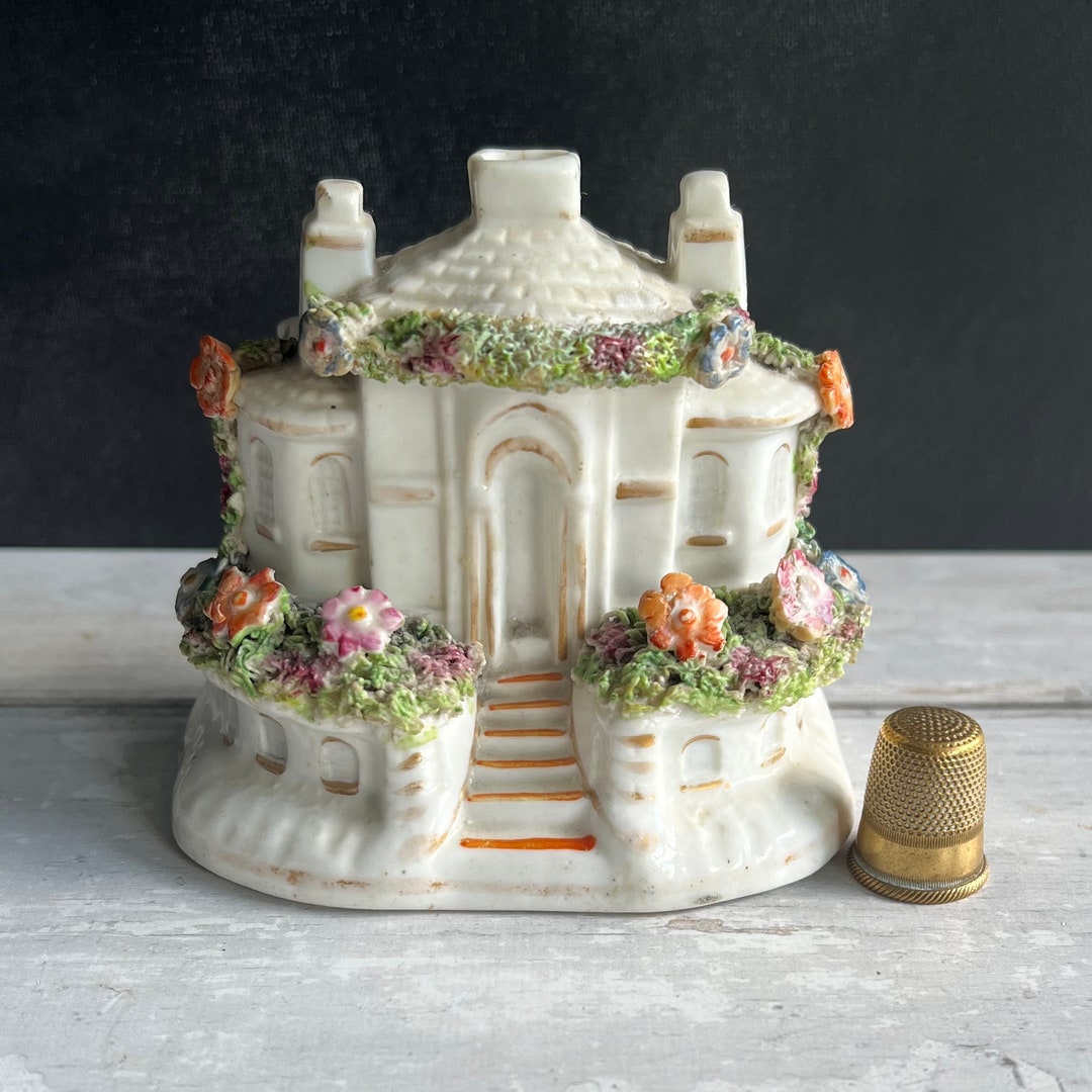 Rare Miniature English Porcelain Cottage Inkwell Summer Gazebo Summer ...