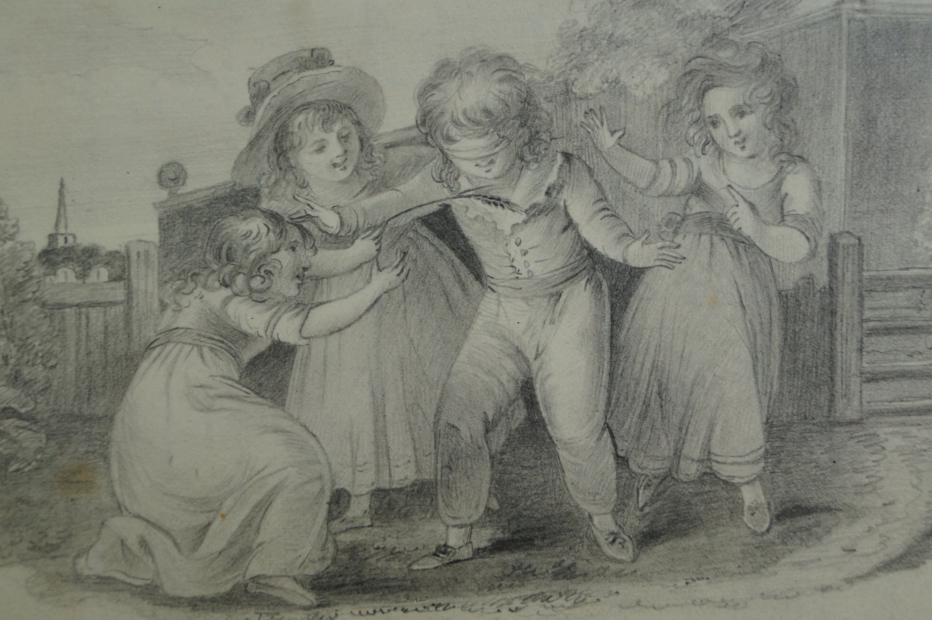 Antique 19th Century Drawing Children Playing English Circa - Etsy