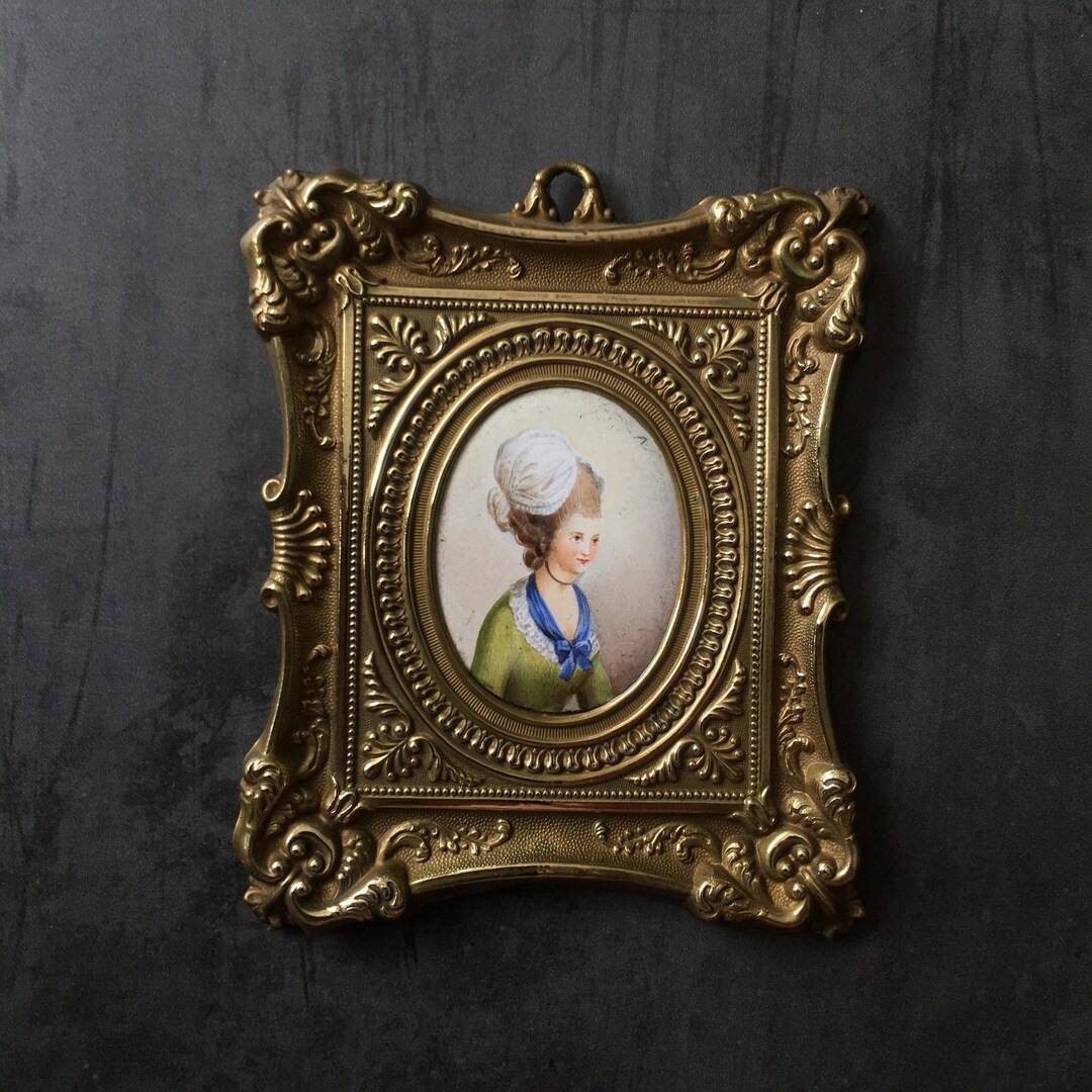 Antique Enamel Portrait Miniature Ornate Brass Frame C 1850 - Etsy