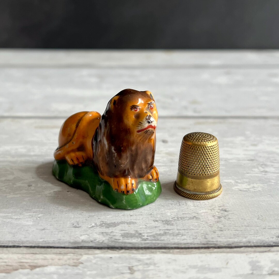 19th Century Miniature Porcelain Lion Figure Folk Art C 1880 - Etsy
