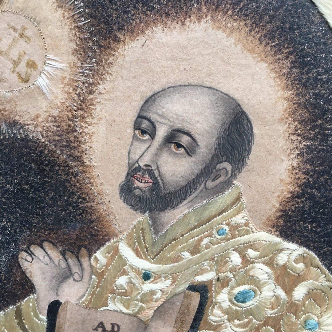 18th Century Colifichet Double Silkwork on Paper Pin Prick St Ignatius ...