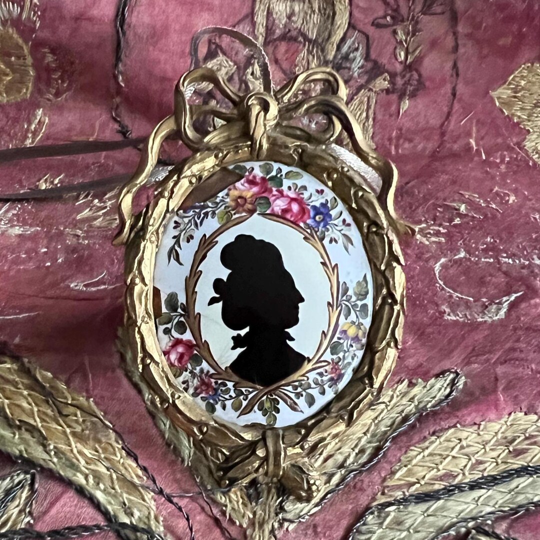 Georgian Enamel Portrait Miniature, Floral Gilt Frame (dolls House Size ...