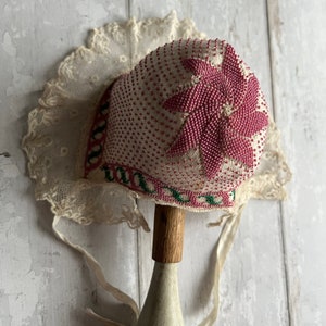 Early 19th Century Beadwork Cap, Knitted Beaded Infants Bonnet Circa ...