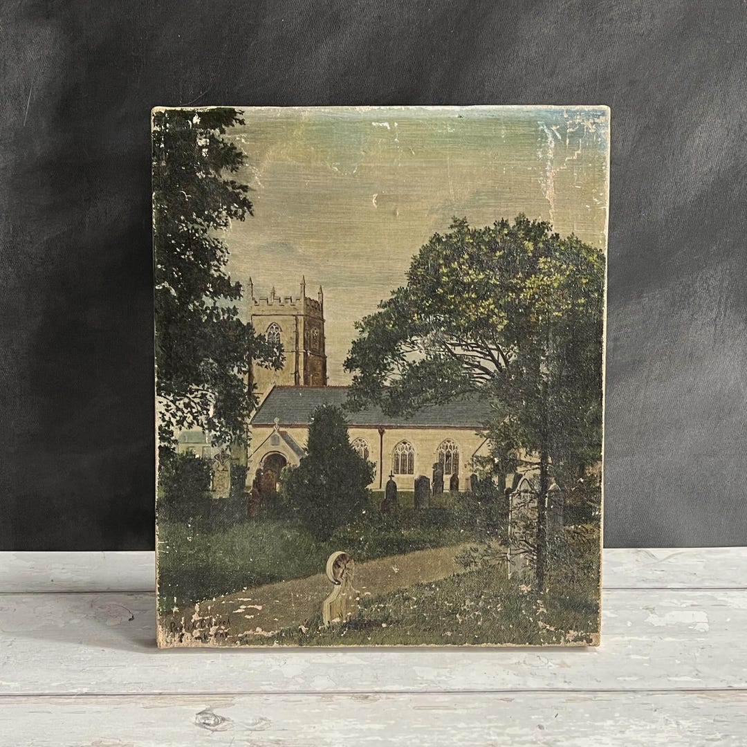 Antique Cornish Church Painting, Naïve Folk Art Oil on Canvas, 1899 - Etsy