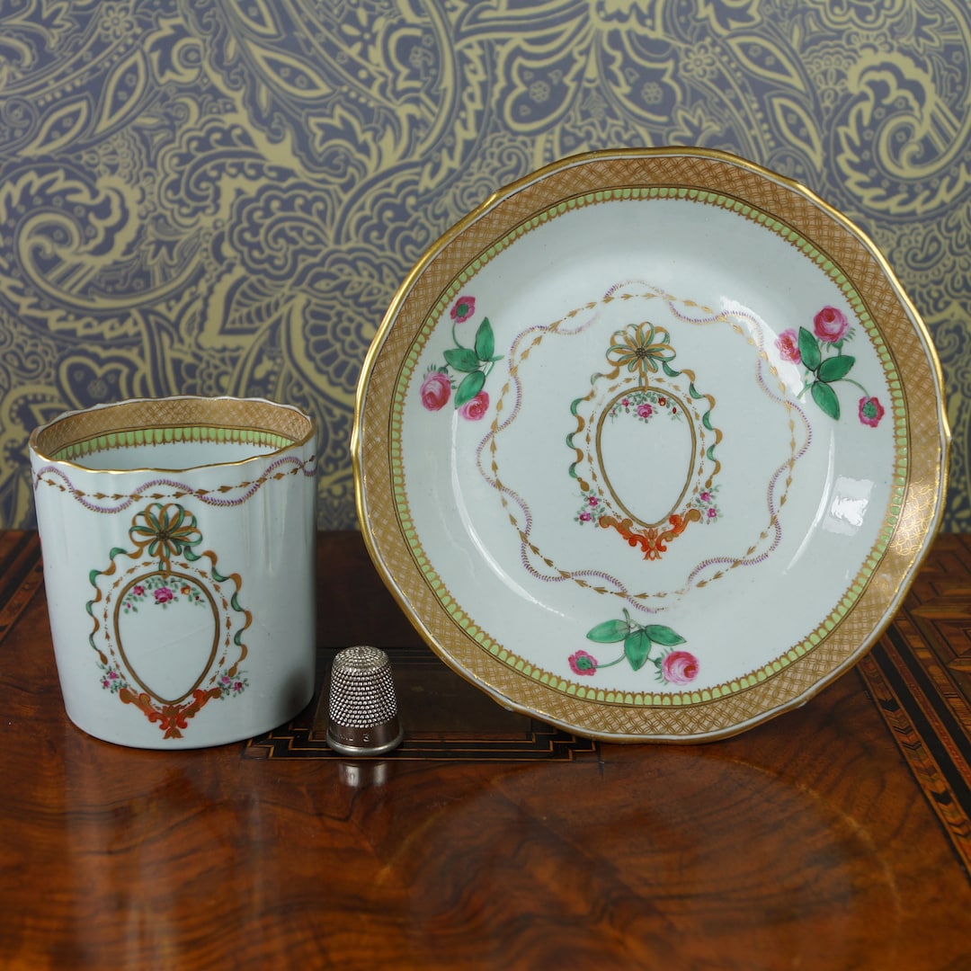 Important Rare Spode Armorial Coffee Can and Saucer Spode Matching Body ...