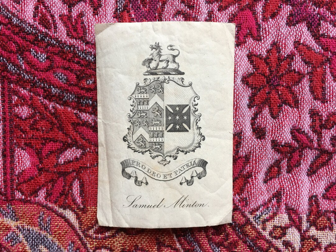 Rare 19th Century Reverend Samuel Minton Ex Libris Book Plate Miltons ...