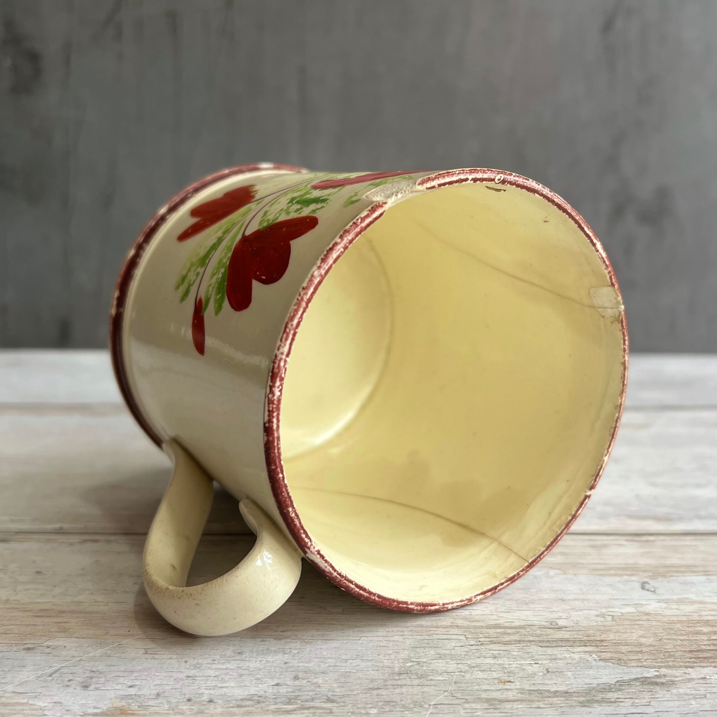 RARE 19th Century Mug HANNAH Floral Creamware C 1810 Nursery - Etsy