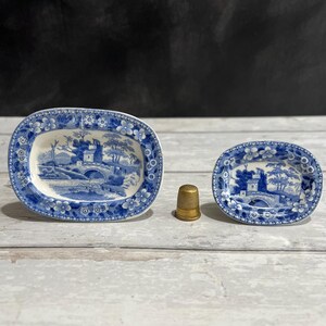 Antique Pair Spode Porcelain Toy Platters Tower Pattern Circa 1815 Blue ...