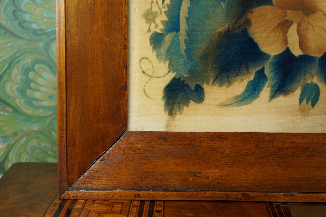 Antique 19th Century Watercolor Theorem Painting on Velvet - Etsy