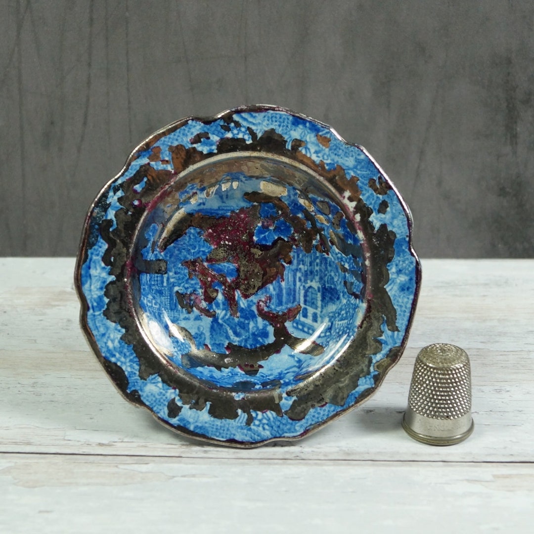 Rare Regency Toy Dish Queen of Sheba Pattern Blue and White Transfer ...