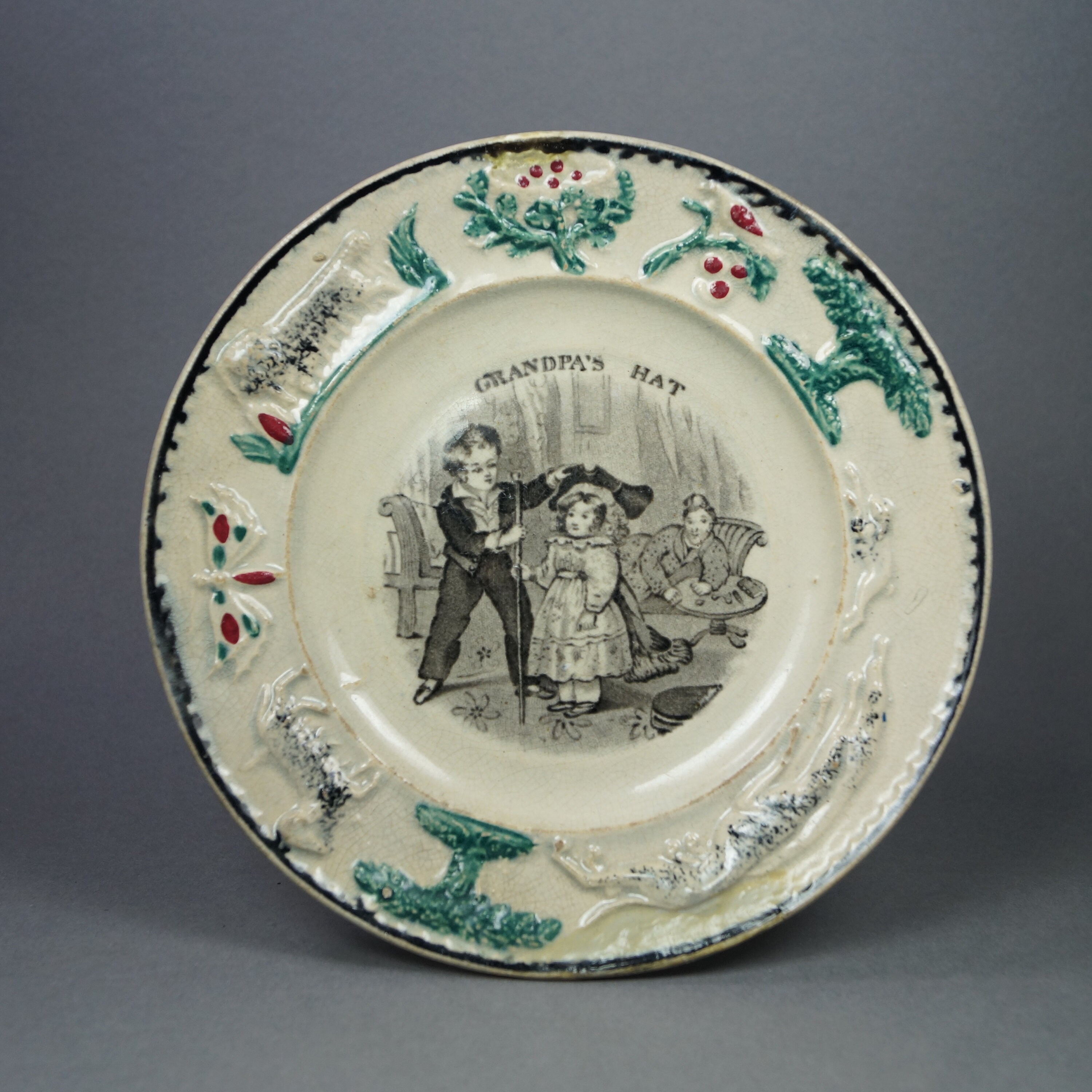 19th Century Staffordshire Transferware Stag Child\u2019s Blue & White ...