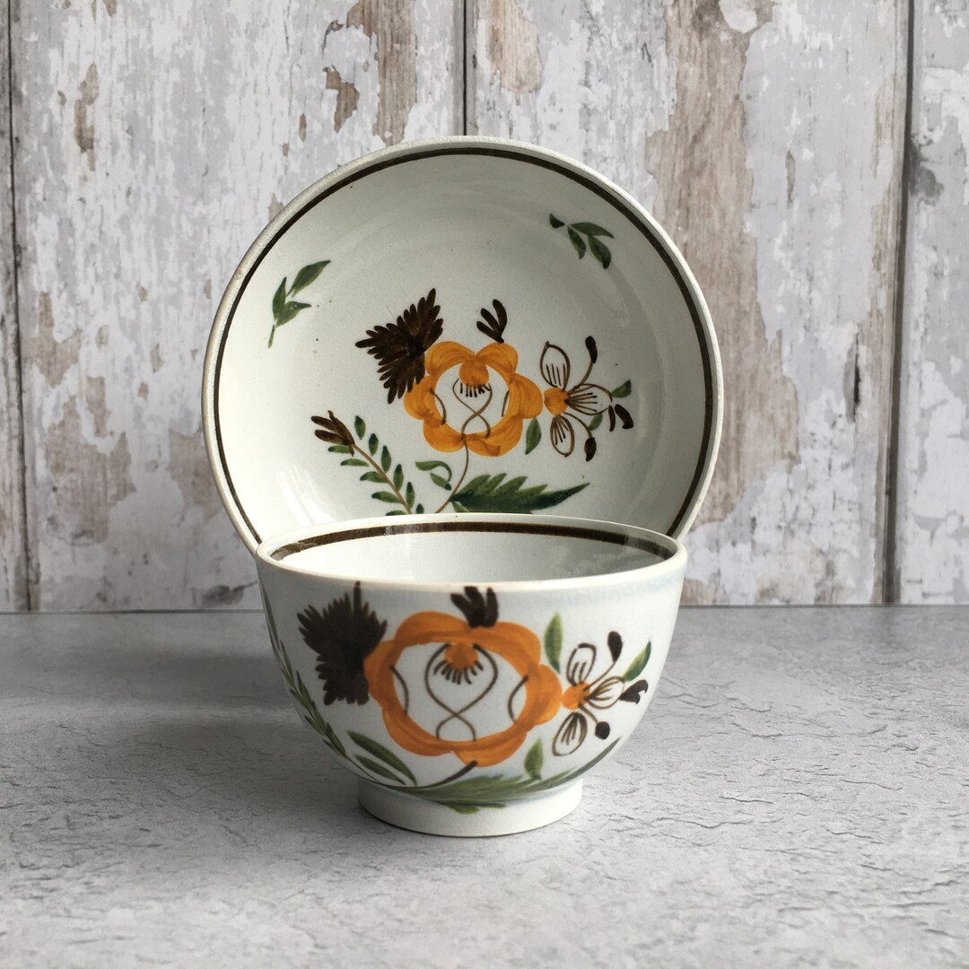 18th Century Pratt Ware Childs Toy Tea Bowl and Saucer Pearlware ...