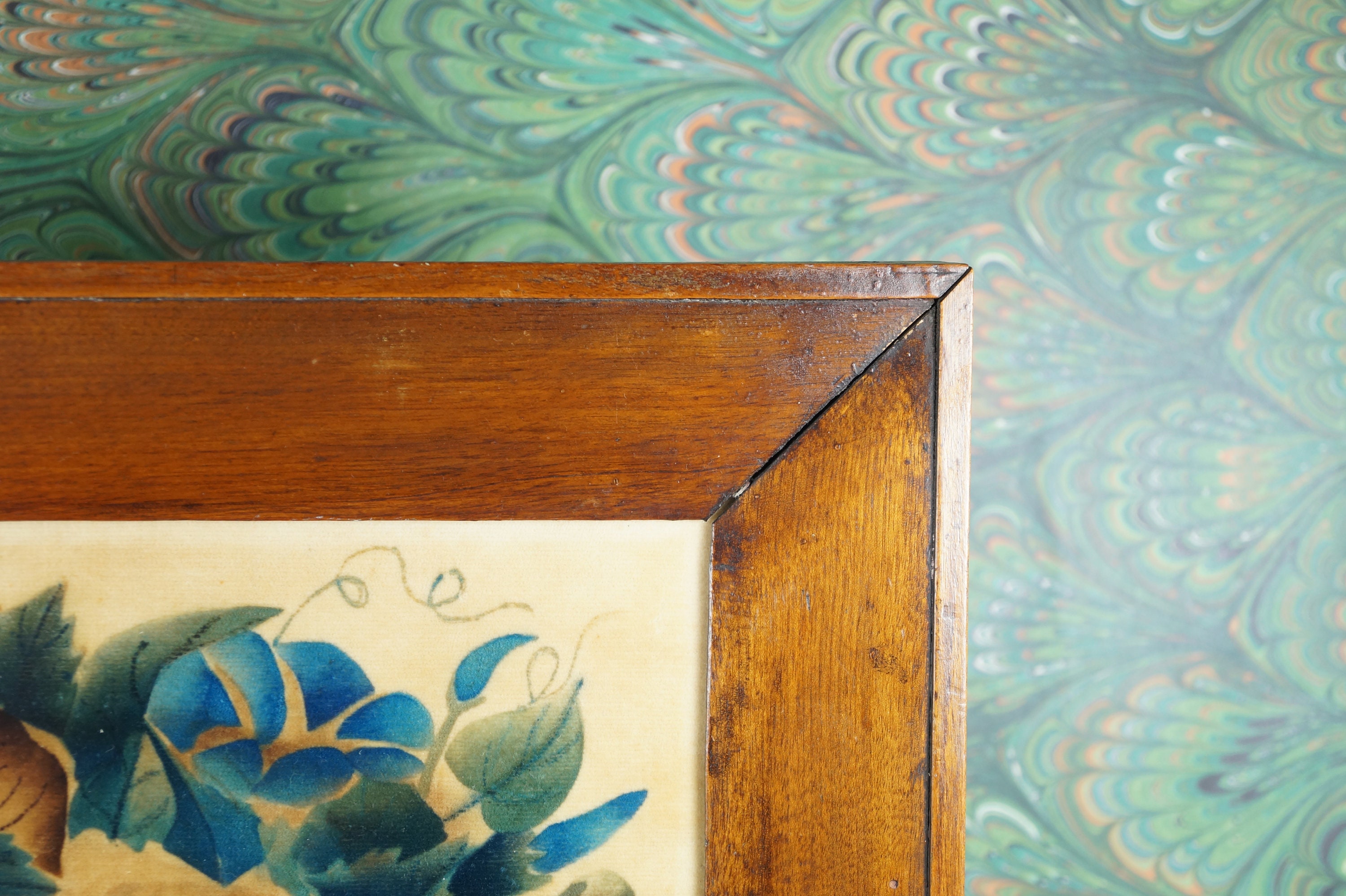 Antique 19th Century Watercolor Theorem Painting On Velvet | Etsy