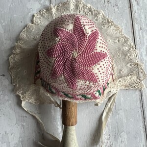Early 19th Century Beadwork Cap, Knitted Beaded Infants Bonnet Circa ...