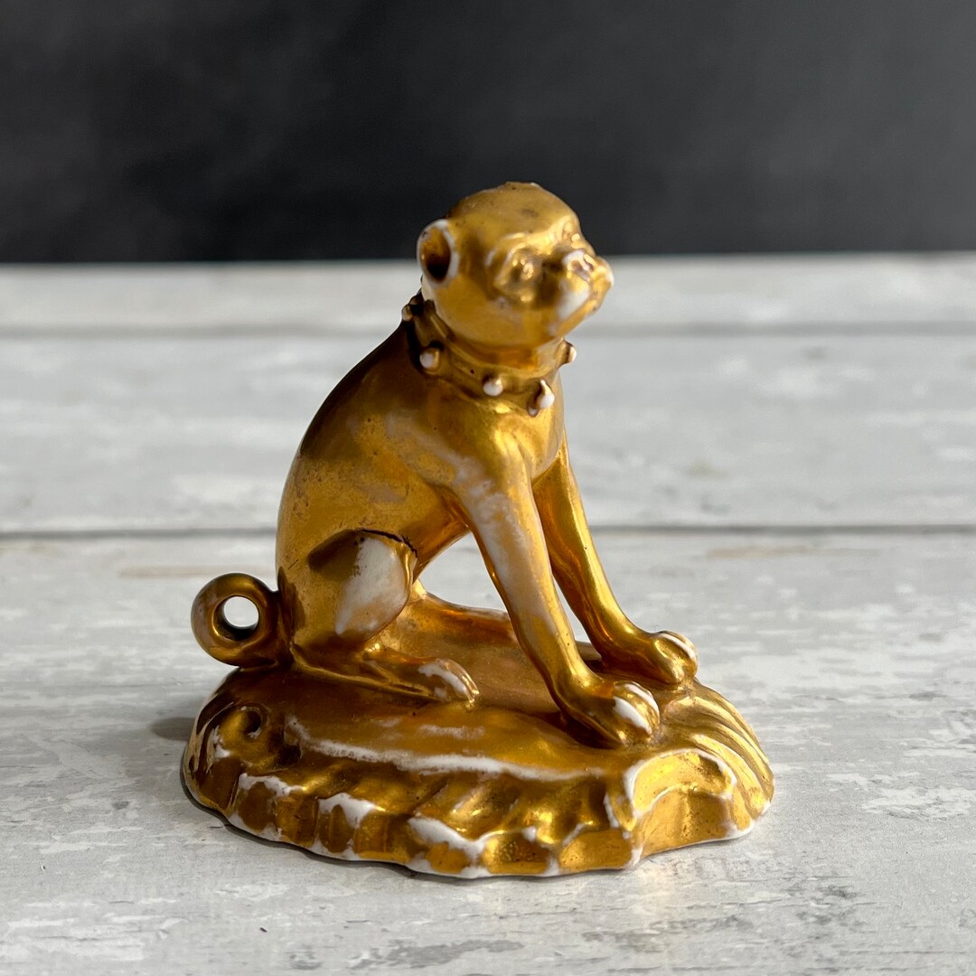 Miniature Derby Porcelain Golden Pug Dog Figure English C 1820 VERY ...