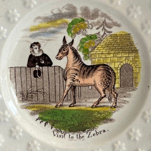 Rare Childrens Early Zoo Zebra Plate Nursery Ware Pearlware C 1840 ...
