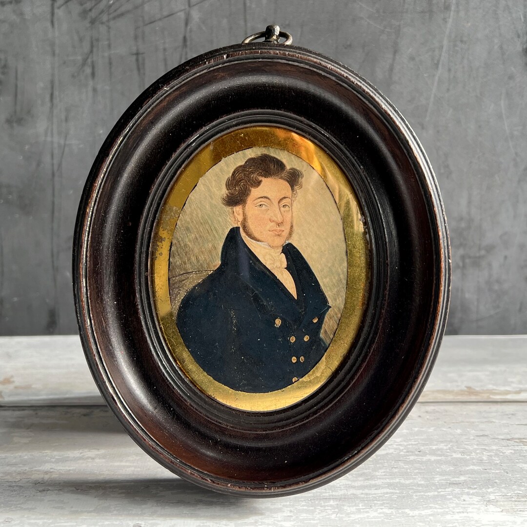 Georgian Portrait Miniature Handsome Gentleman English Eglomise C 1830 ...