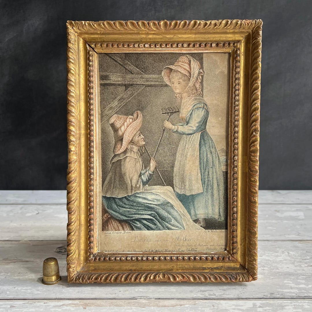 18th Century Stipple Engraving Palemon and Lavinia Rural Lovers Harvest C 1780 - Etsy