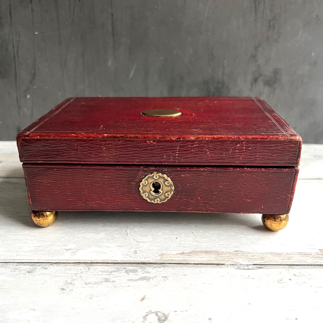 Antique Georgian Red Leather Sewing Box Part Fitted C 1810 - Etsy