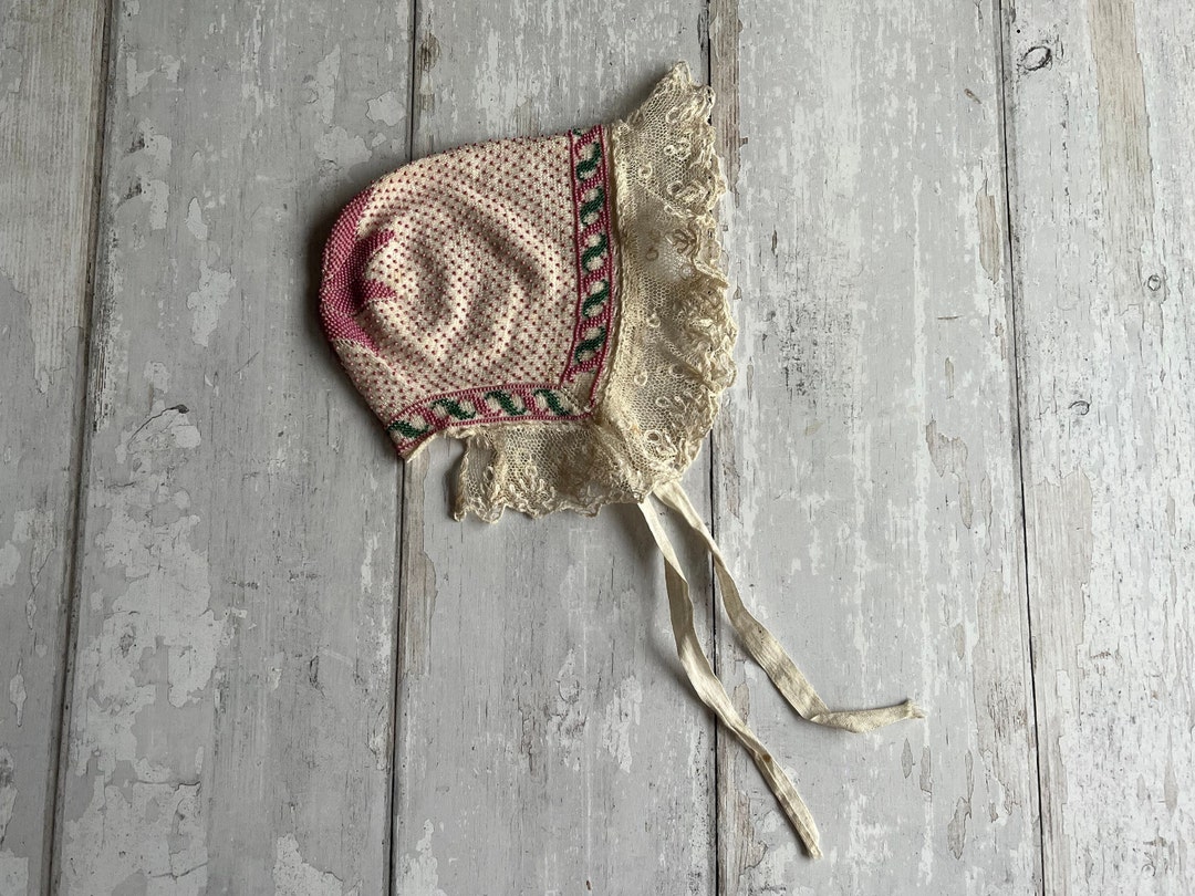 Early 19th Century Beadwork Cap, Knitted Beaded Infants Bonnet Circa ...