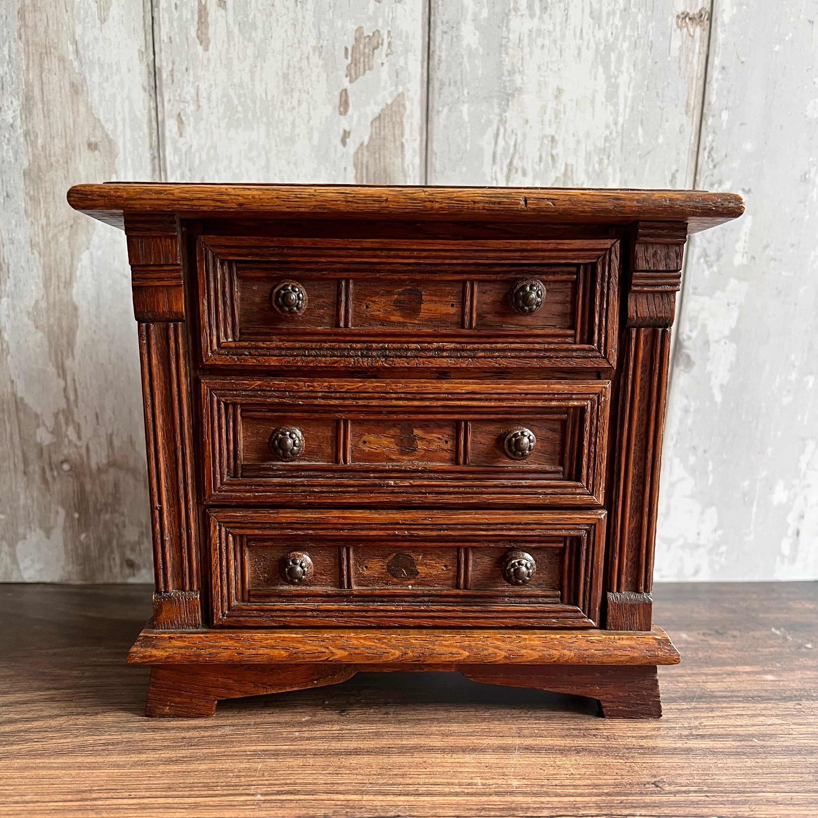 19th Century Miniature Jacobean Style Doll Size Oak Chest of - Etsy