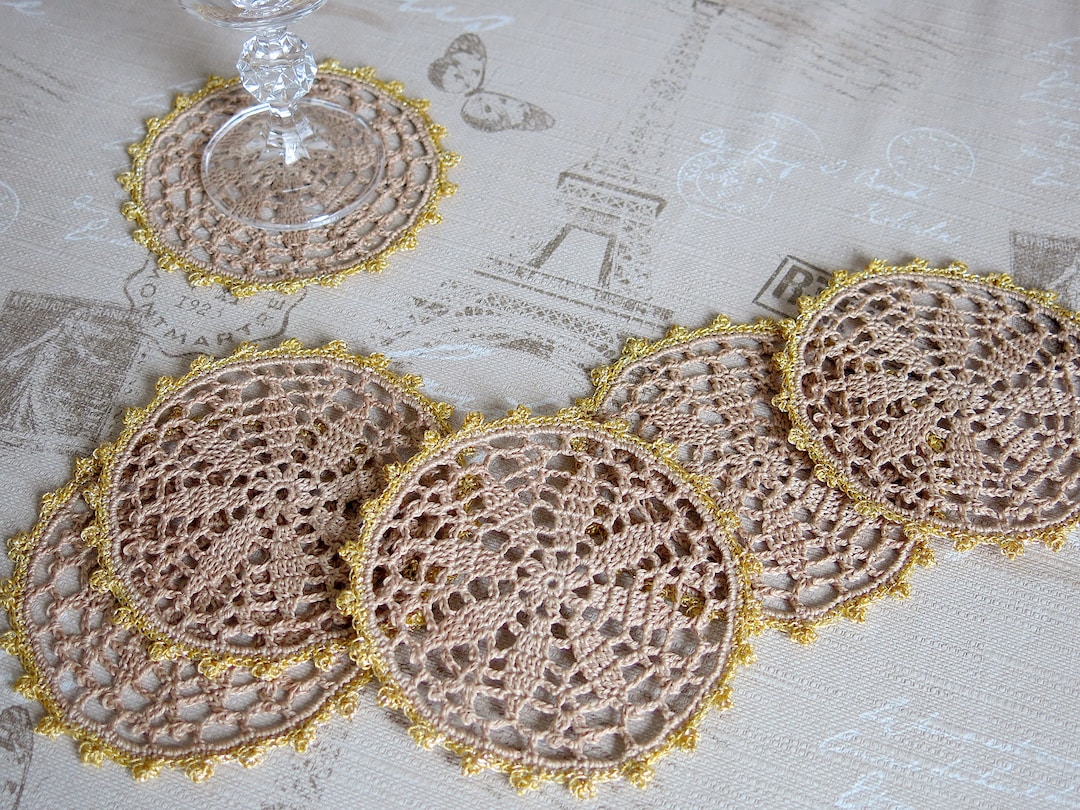Set of 6 Crocheted Coasters - Etsy