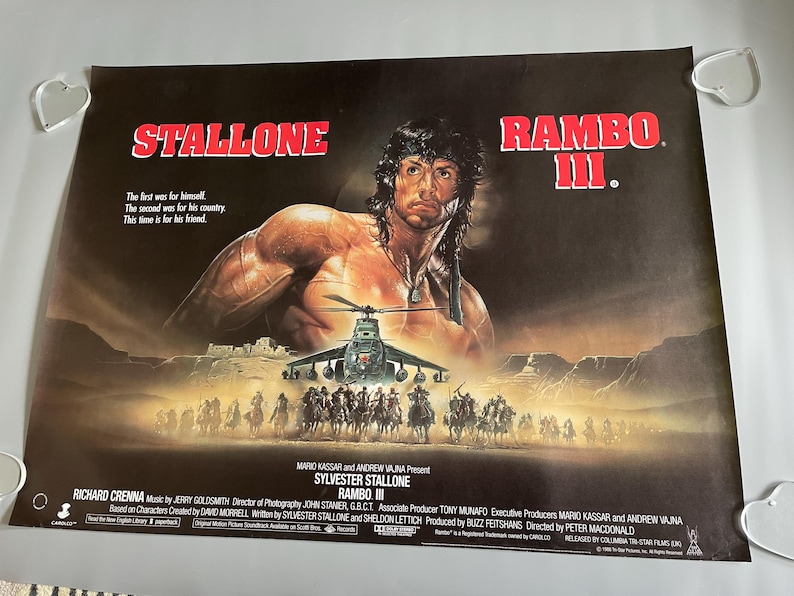 Rambo III (1988) Original British Quad Film Poster Sylvester Stallone ...