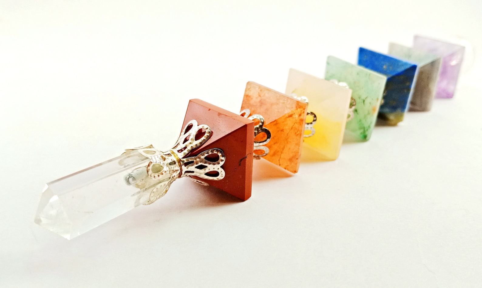 Seven Chakra Gemstone Pyramid Wand Reiki Healing Wand - Etsy